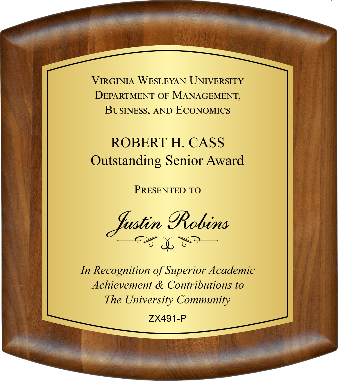 Elliptical Arch WITH GOLD, SILVER, BRONZE OR BLACK PLATE